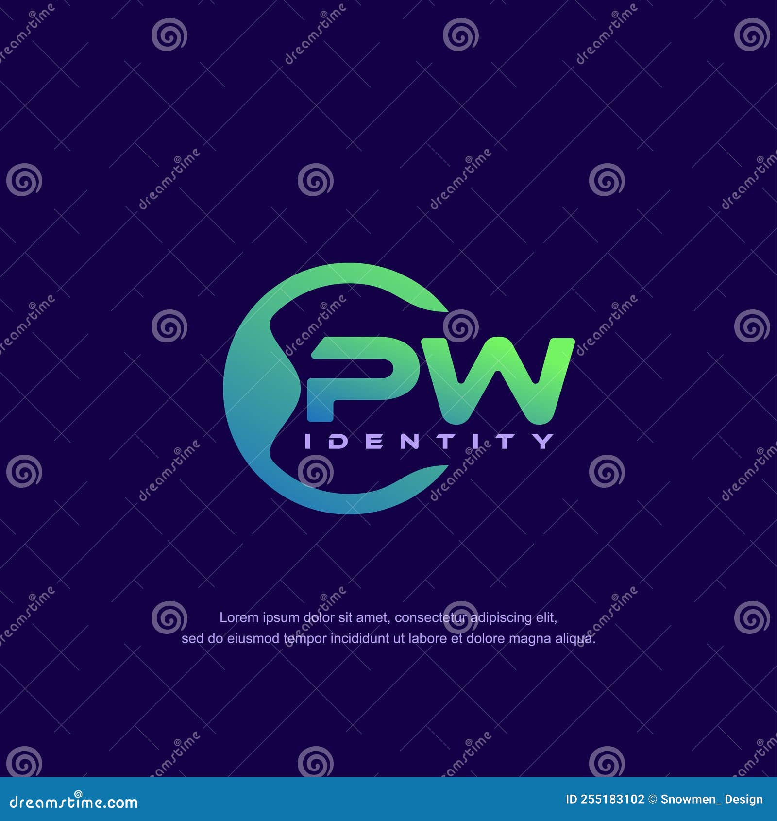 PW Initial Letter Circular Line Logo Template Vector with Gradient ...