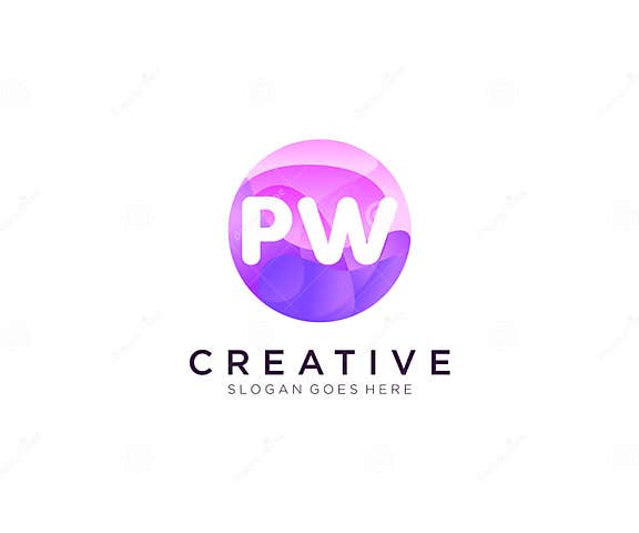 PW Initial Logo with Colorful Circle Template Vector Stock Vector ...