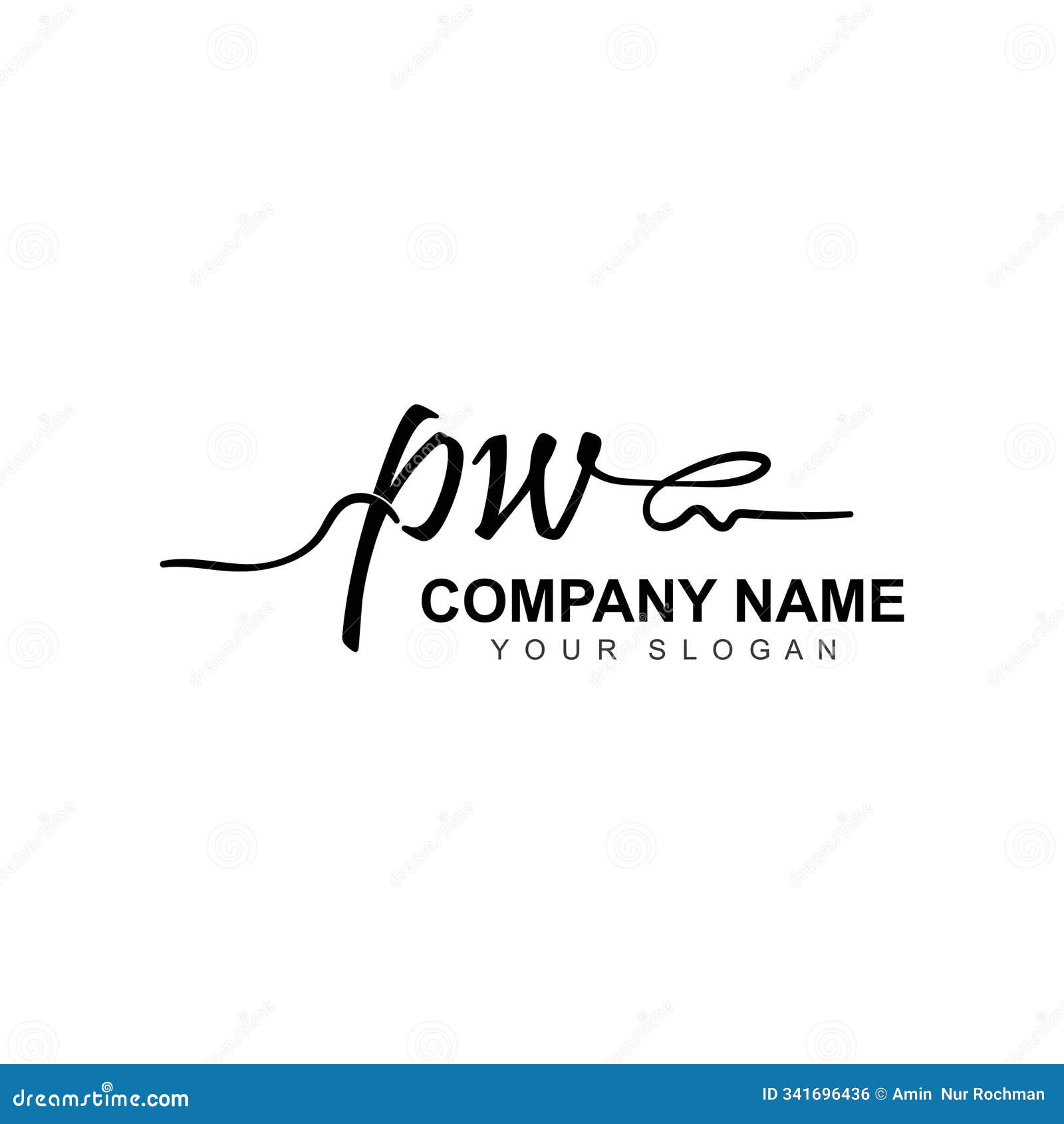PW Initial Signature Logo. Handwriting Logo Template Stock Illustration ...