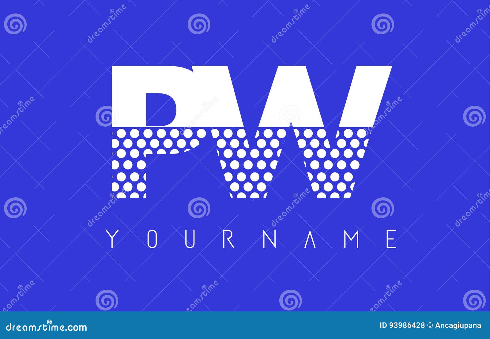 PW P W Dotted Letter Logo Design with Blue Background. Stock Vector ...