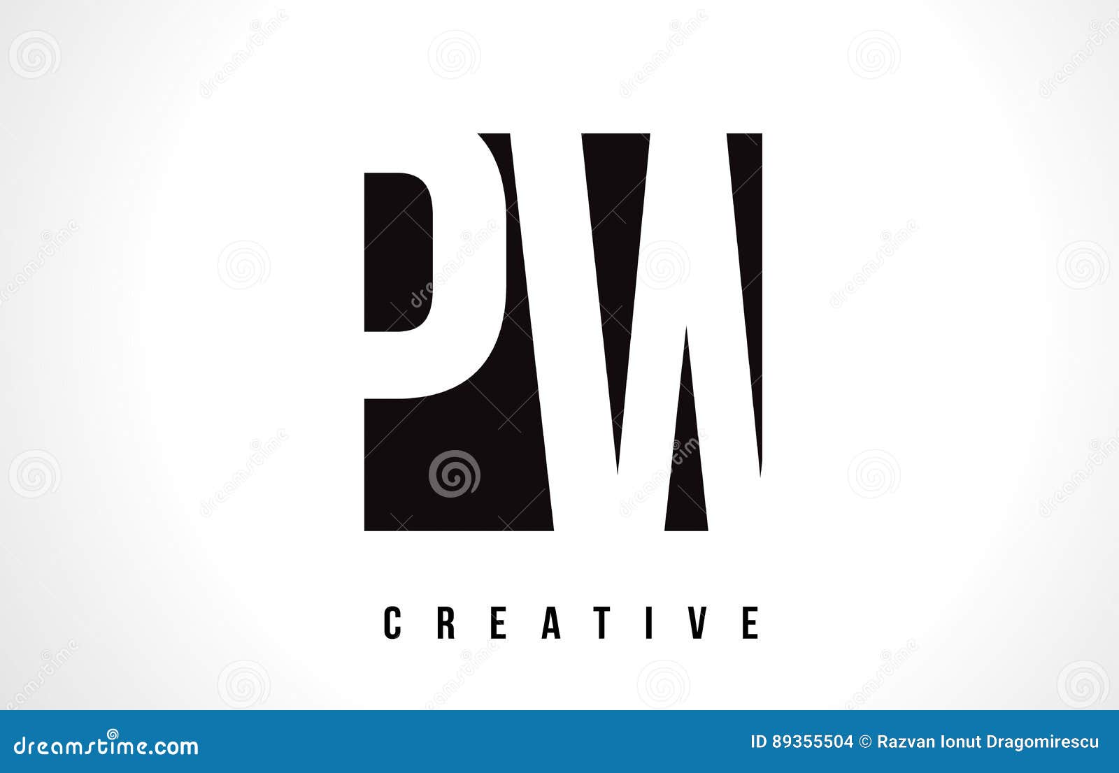 PW P W White Letter Logo Design with Black Square. Stock Vector ...