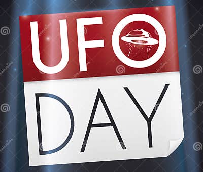 Abducted Calendar with Spaceship Draw To Commemorate UFO Day, Vector ...