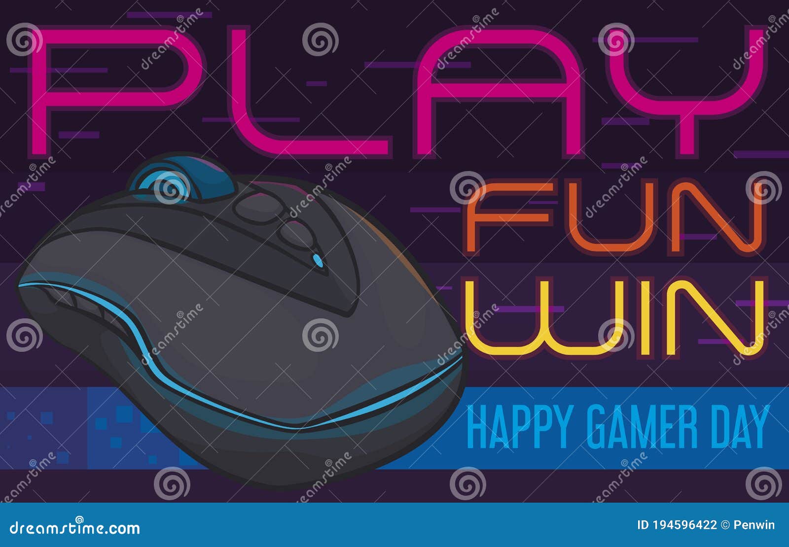 Gaming Mouse and Greeting Message for a Happy Gamer Day, Vector ...