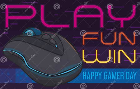 Gaming Mouse and Greeting Message for a Happy Gamer Day, Vector ...