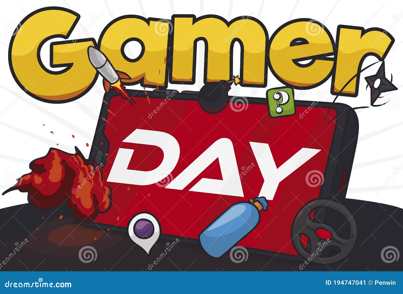 Mobile Phone with Video Games Ready To Celebrate Gamer Day, Vector ...