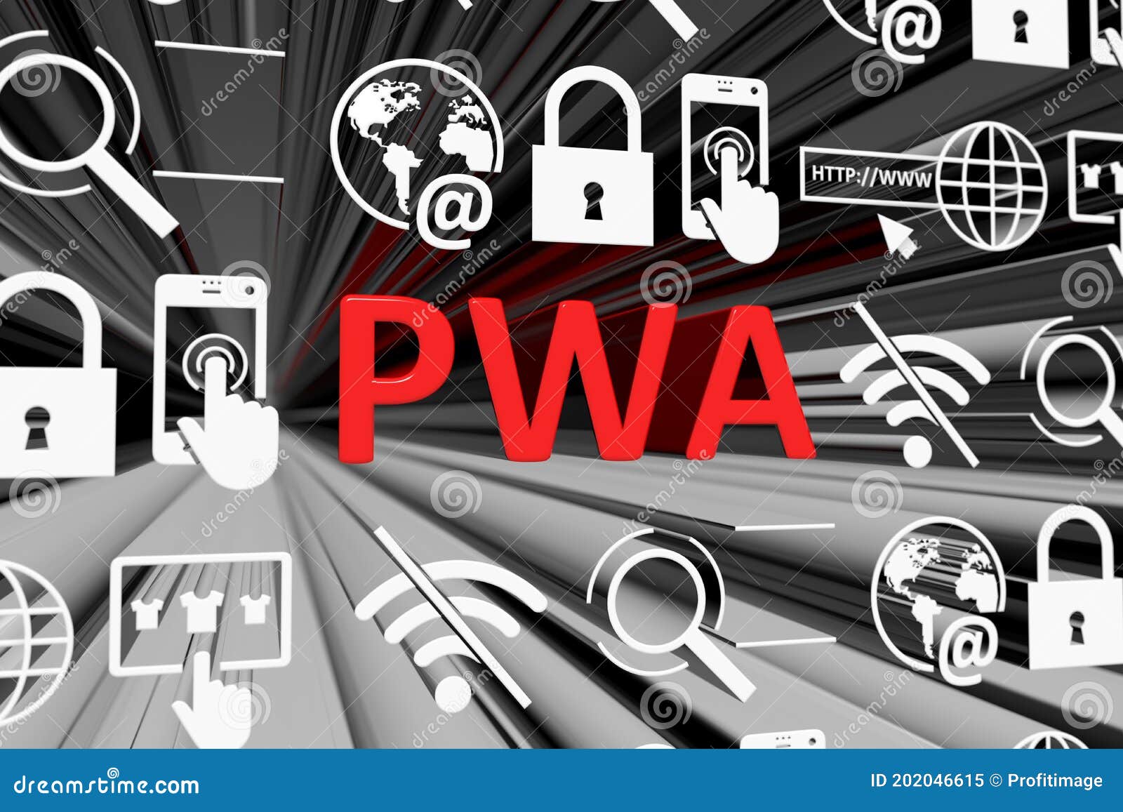 PWA Concept Blurred Background Stock Illustration - Illustration of ...