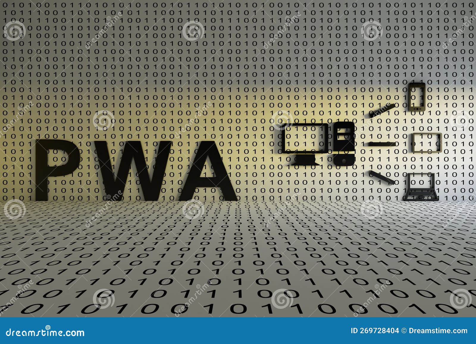 PWA Concept Text Sunlight 3D Stock Illustration - Illustration of ...