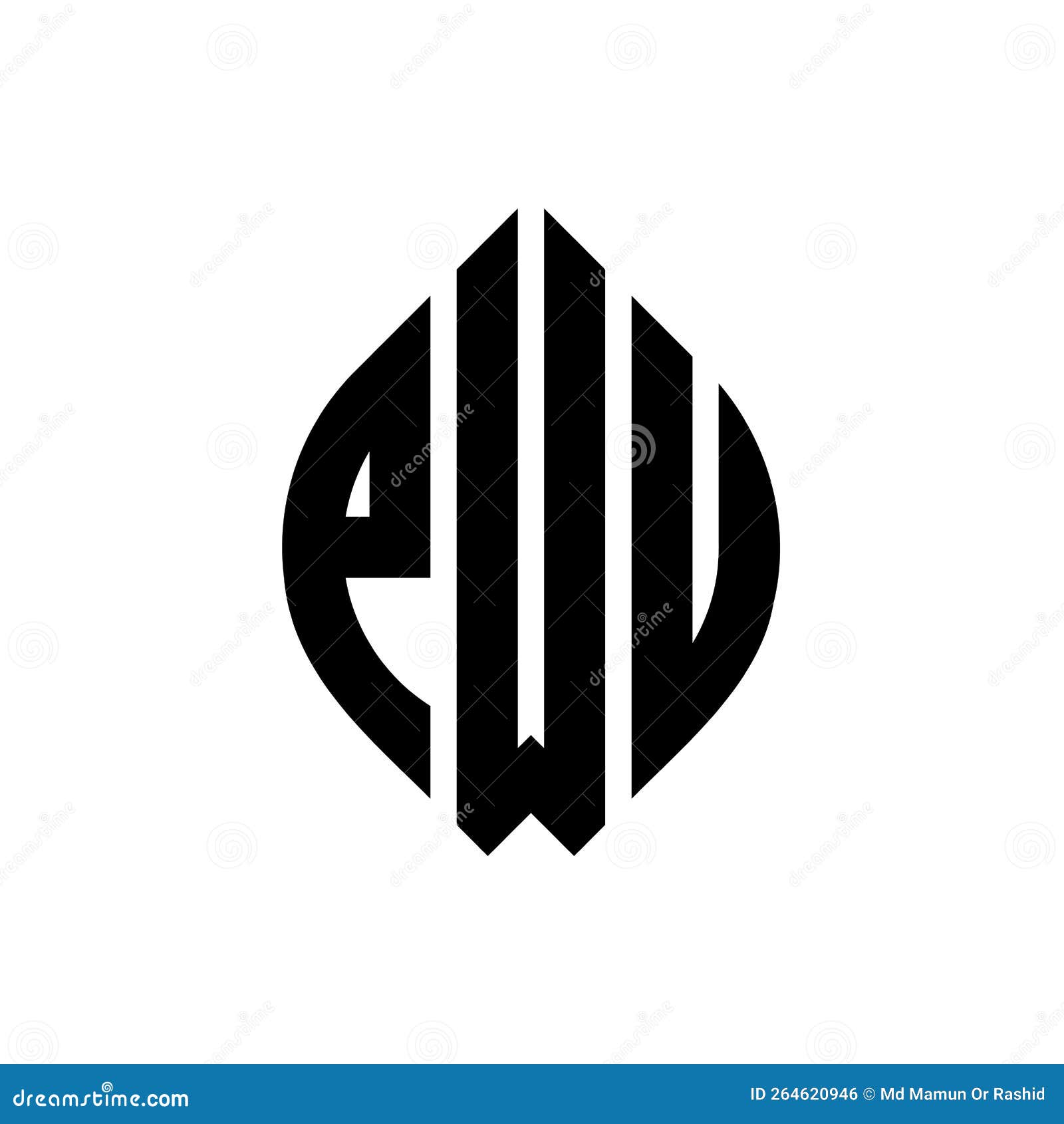 PWU Circle Letter Logo Design with Circle and Ellipse Shape. PWU ...