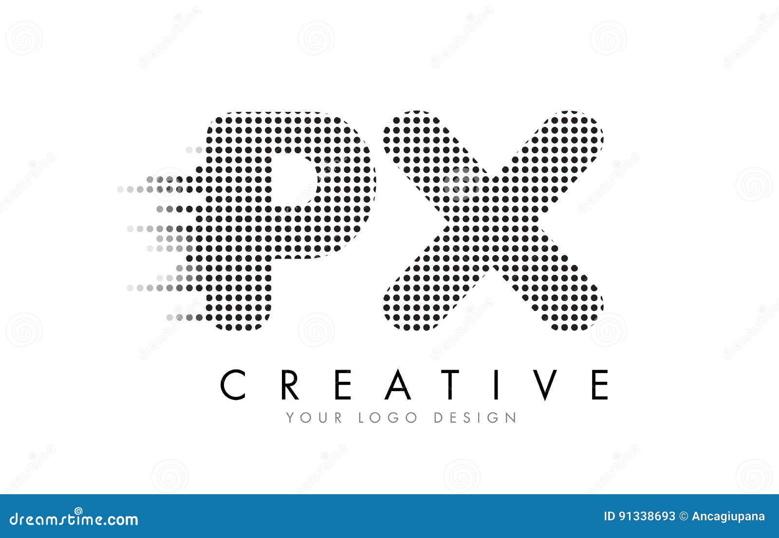 PX P X Letter Logo with Black Dots and Trails. Stock Vector ...