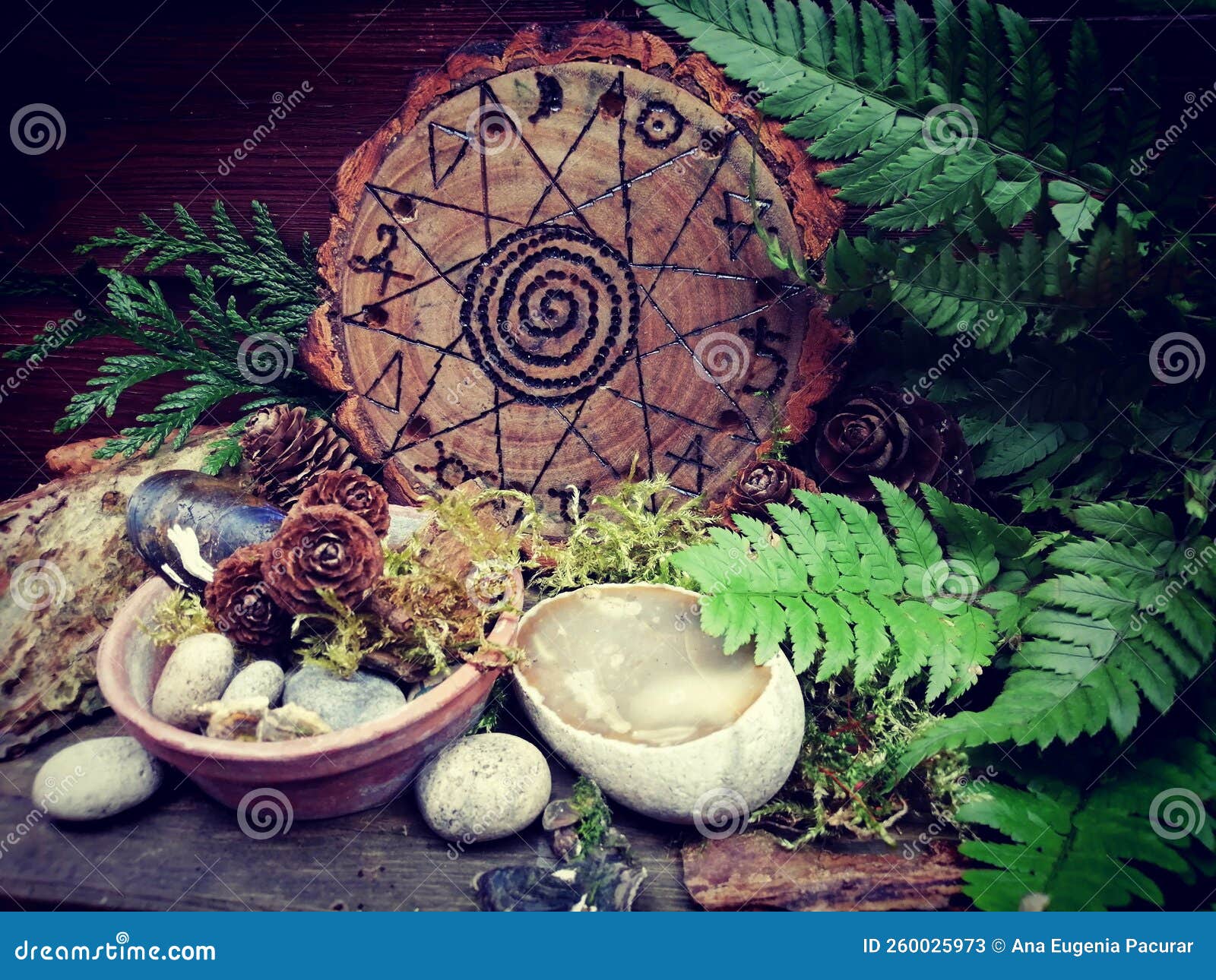 Rustic Magic Corner with Nature Elements and Items Stock Image - Image ...