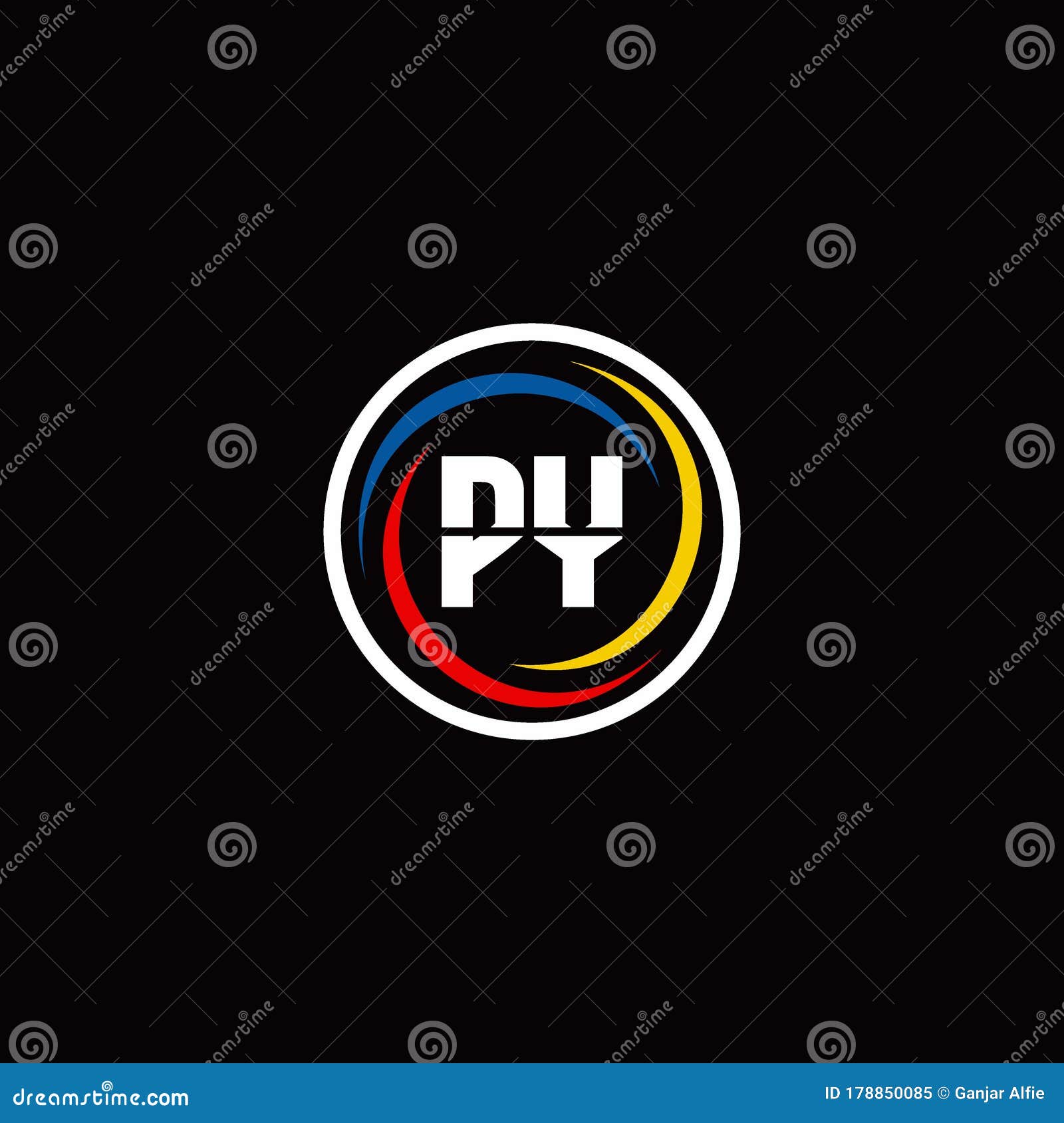 PY Monogram Logo Isolated on Circle Shape with 3 Slash Colors Rounded ...