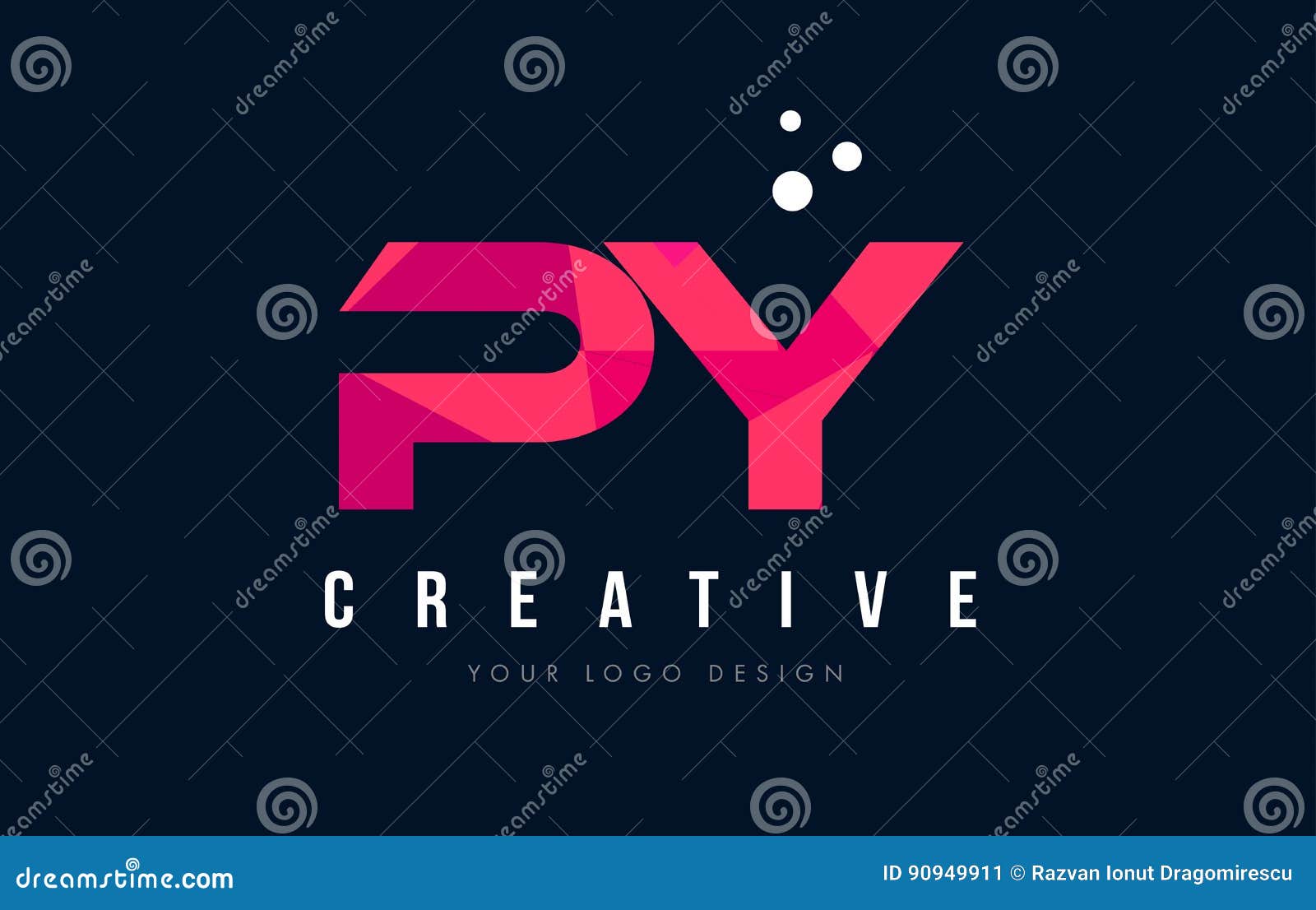 PY P Y Letter Logo with Purple Low Poly Pink Triangles Concept Stock ...