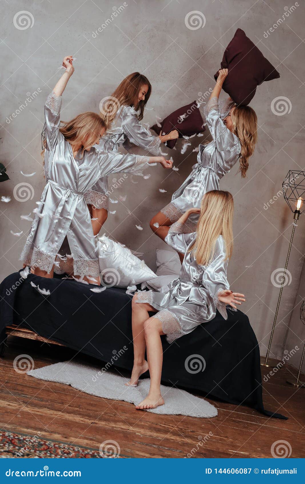 Pyjama party at home stock image. Image of girls, awake - 144606087