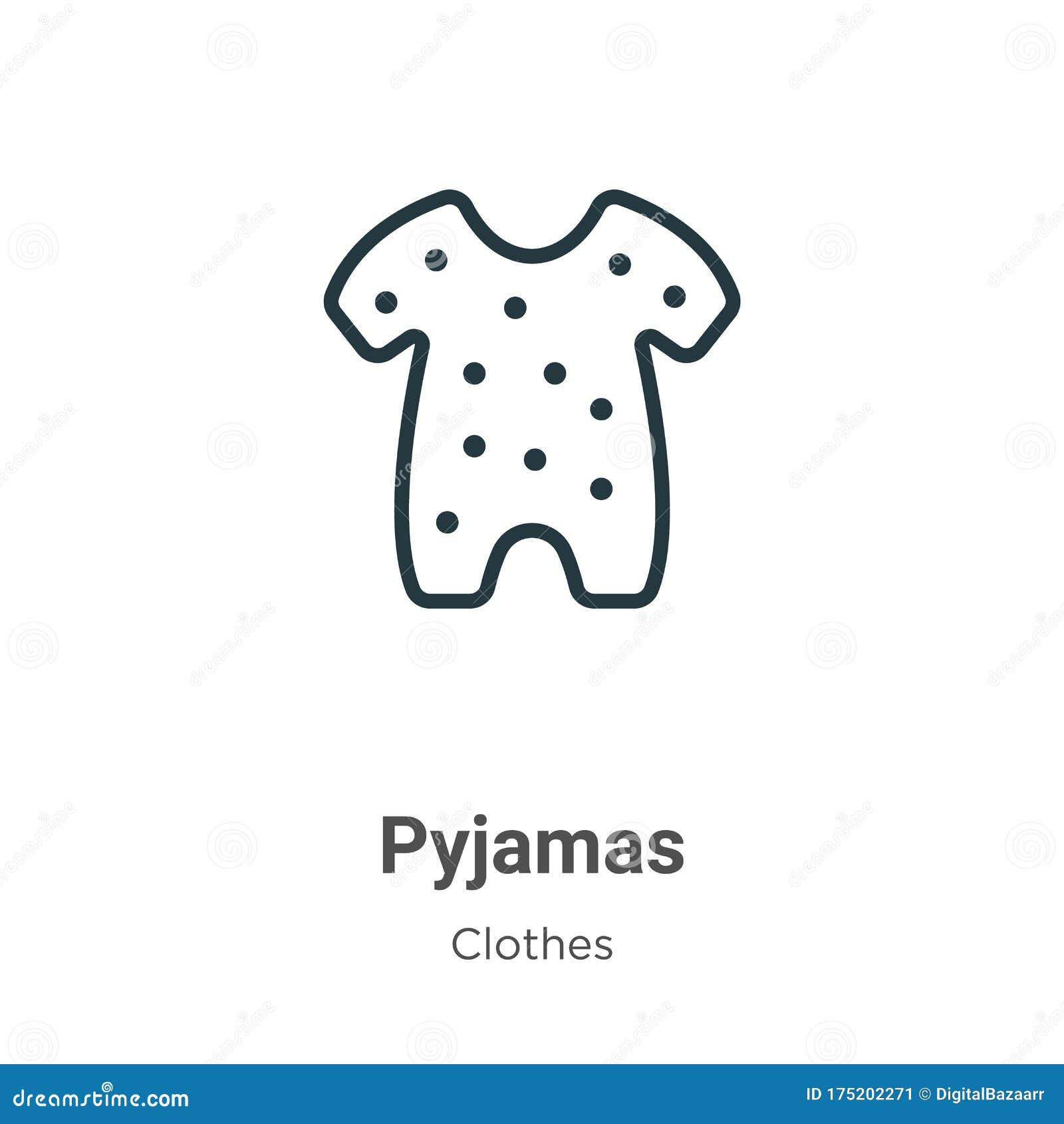 Pyjamas Outline Vector Icon. Thin Line Black Pyjamas Icon, Flat Vector ...