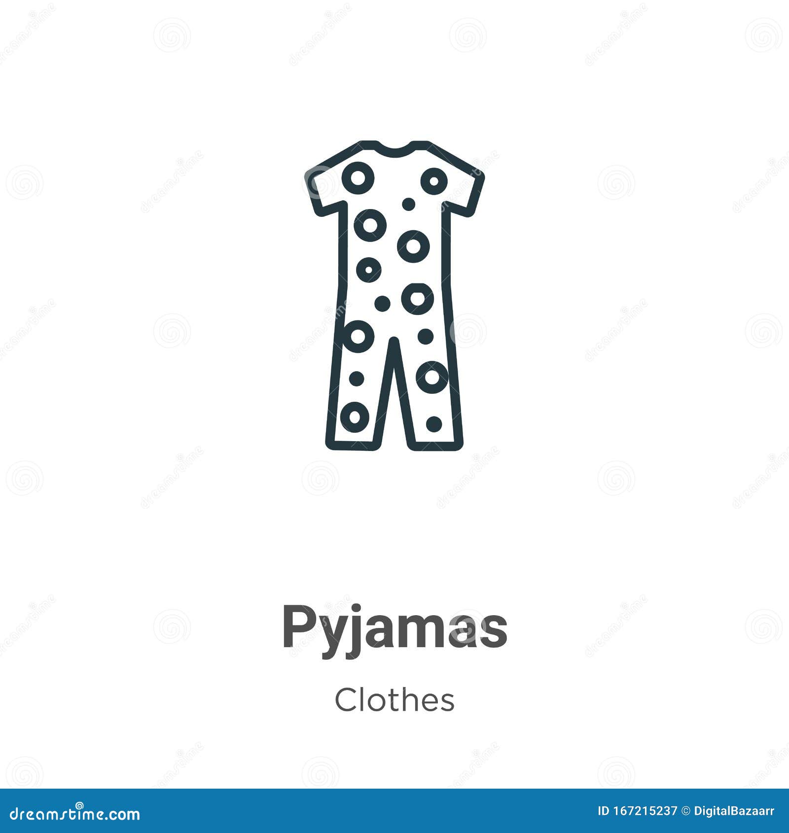 Pyjamas Outline Vector Icon. Thin Line Black Pyjamas Icon, Flat Vector ...