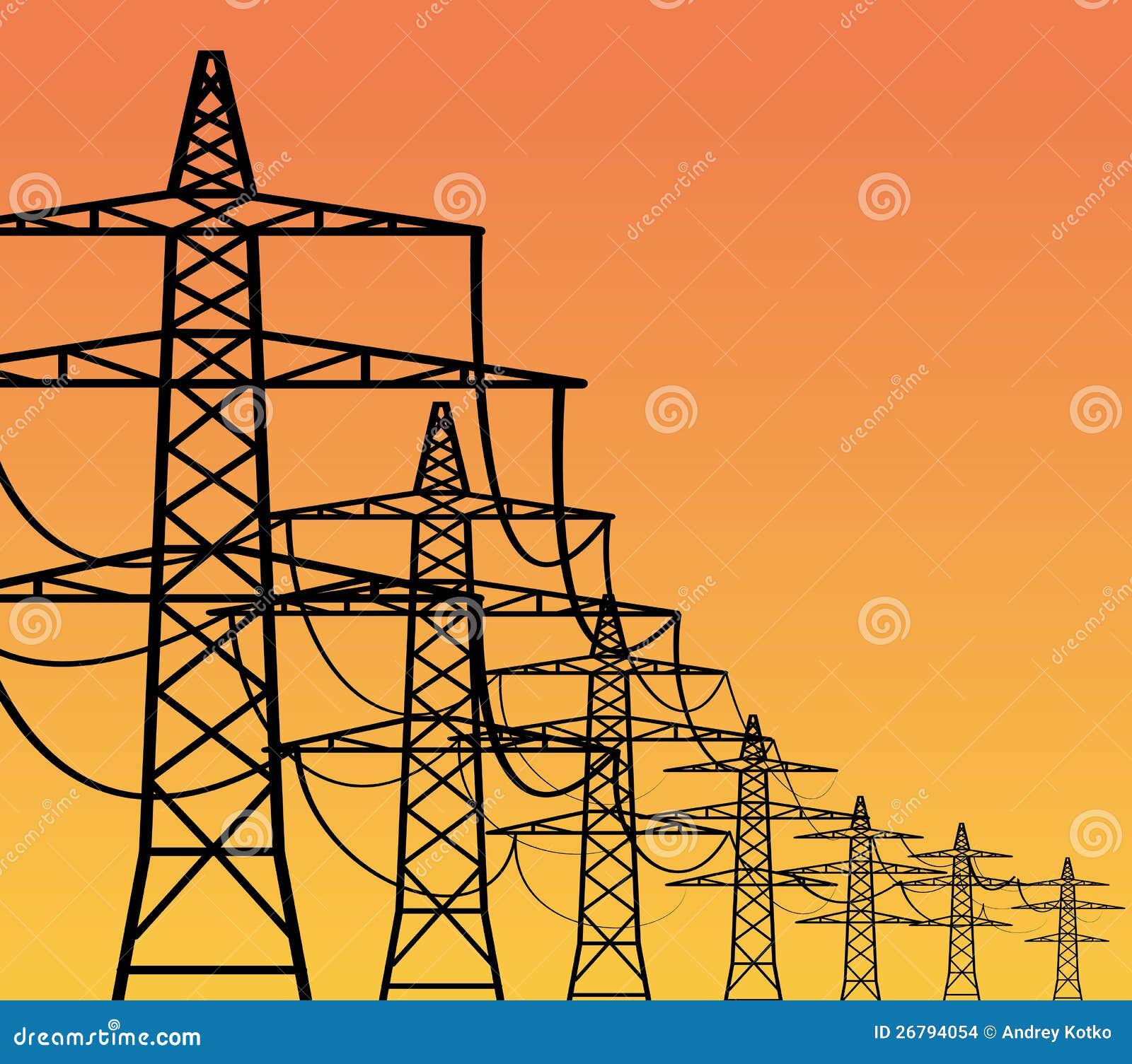 Pylônes de l'électricité illustration de vecteur. Illustration du ...
