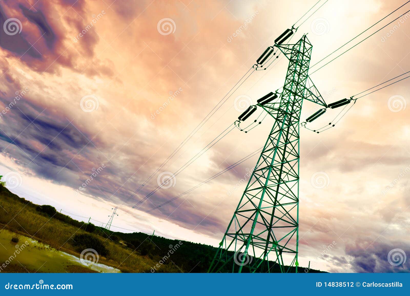 Pylon stock photo. Image of silhouette, energy, dusk - 14838512
