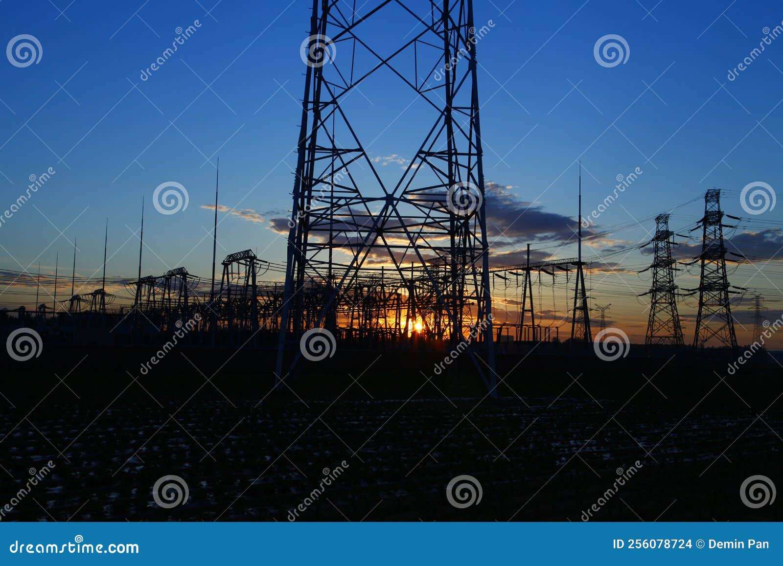 Pylon, High-voltage Tower Sky Background Stock Photo - Image of ...
