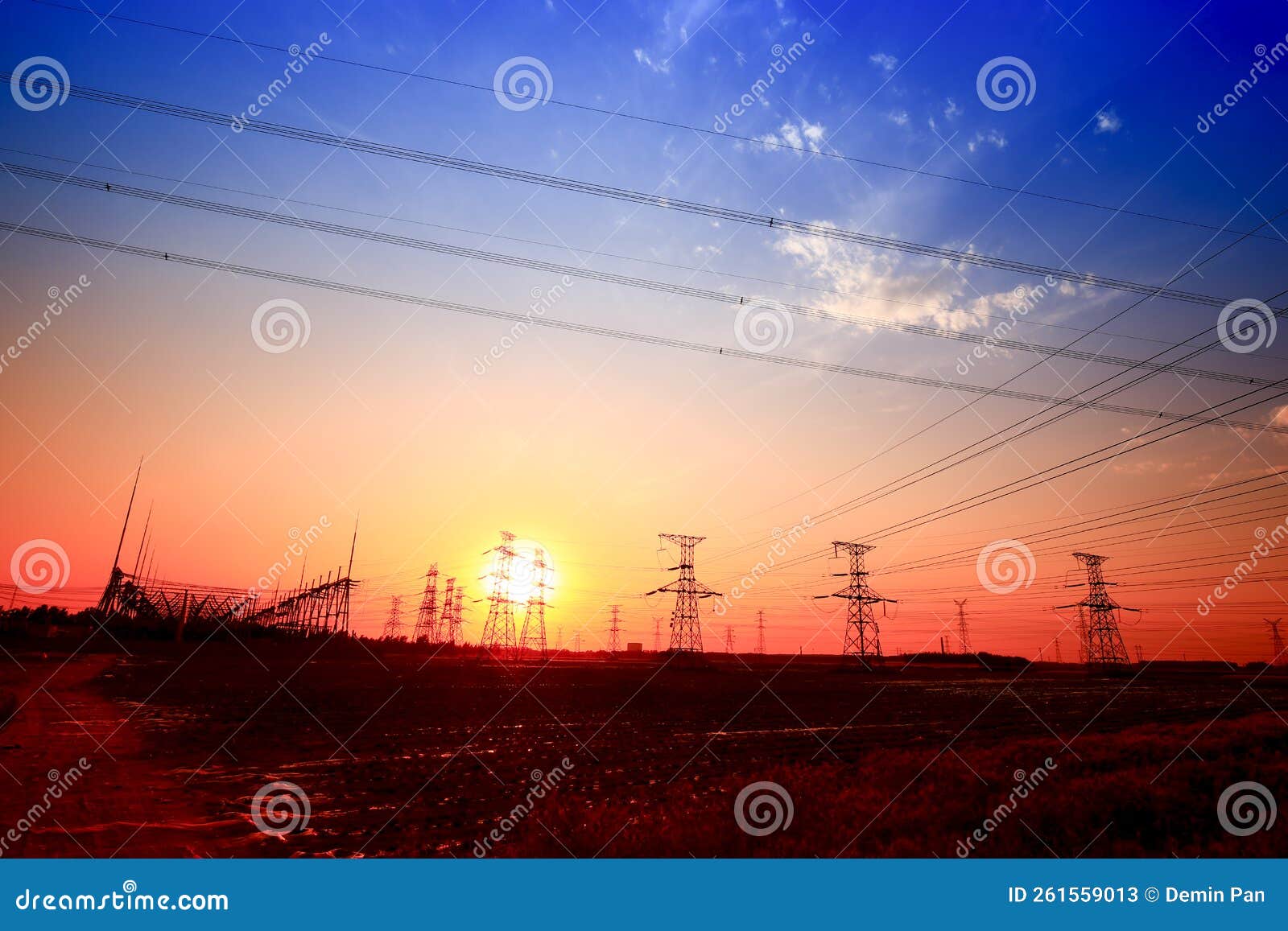 Pylon at sunset stock image. Image of pylon, supply - 261559013