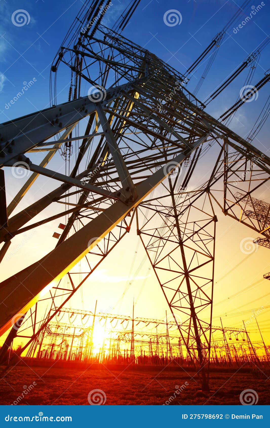 Pylon stock photo. Image of spark, pylon, evening, ribbed - 275798692