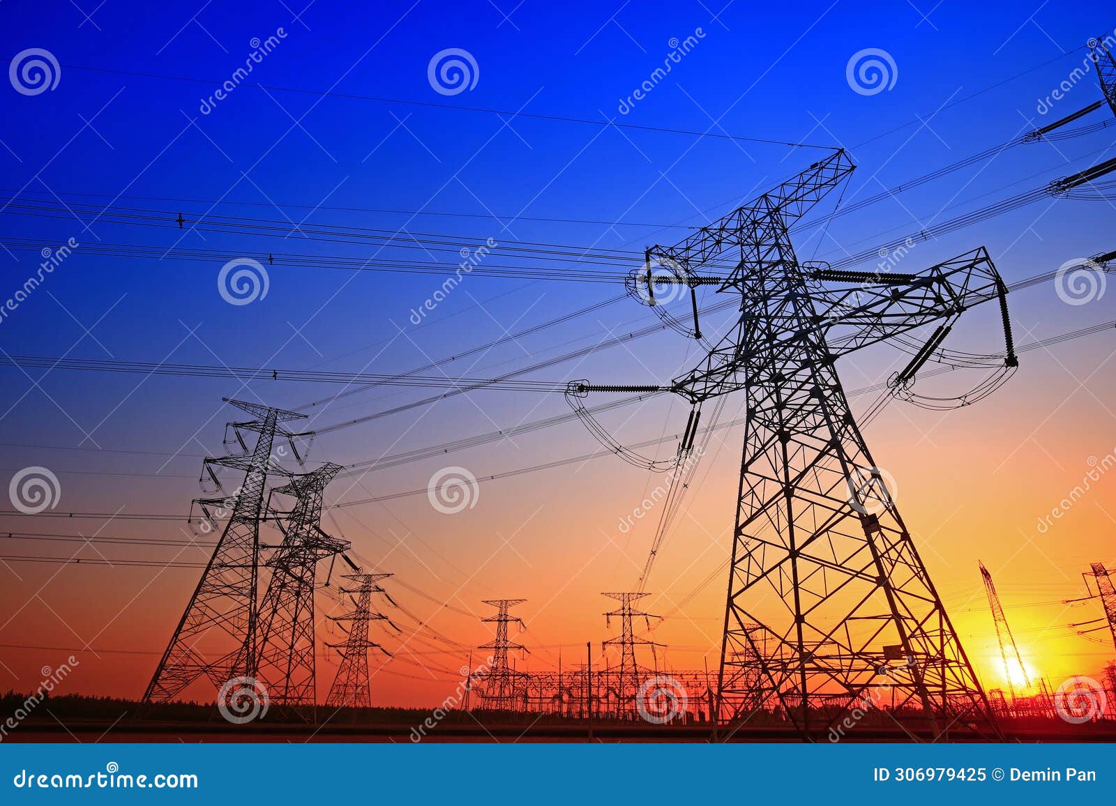 Pylon stock image. Image of volt, distribution, voltage - 306979425