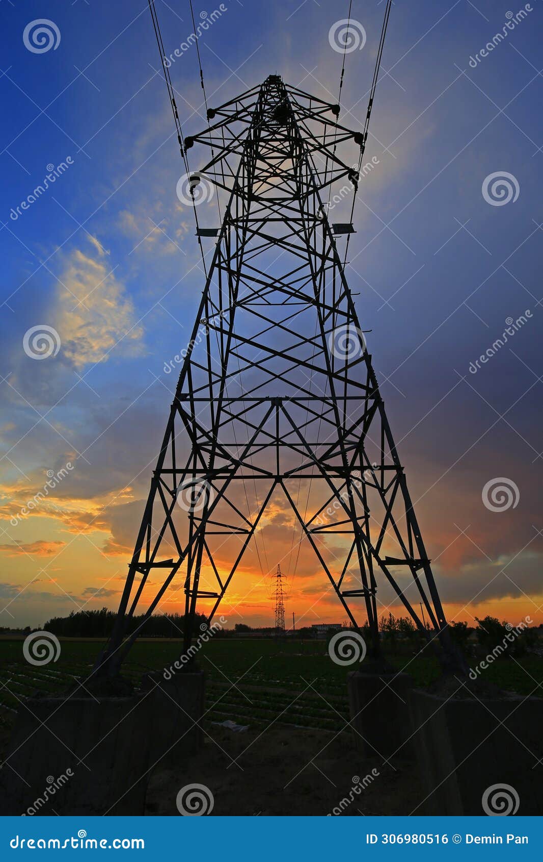 Pylon stock photo. Image of evening, generator, voltage - 306980516