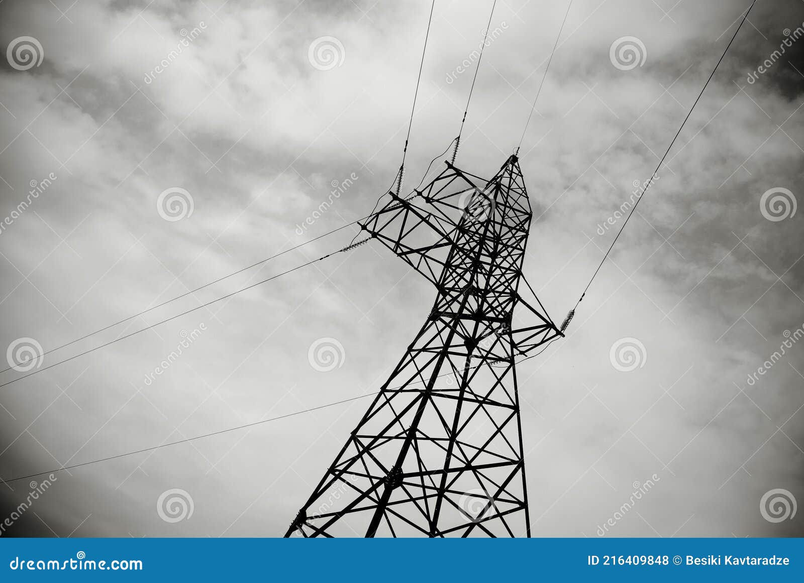 A Pylon in Black and White. Stock Photo - Image of danger, current ...