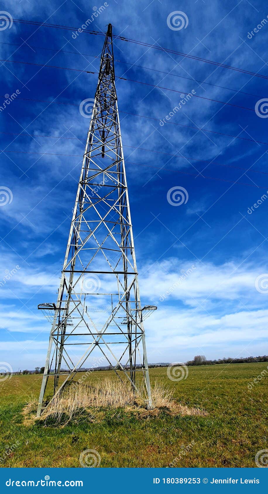 Pylon with Blue Sky Backdrop Stock Image - Image of electricity, pylons ...