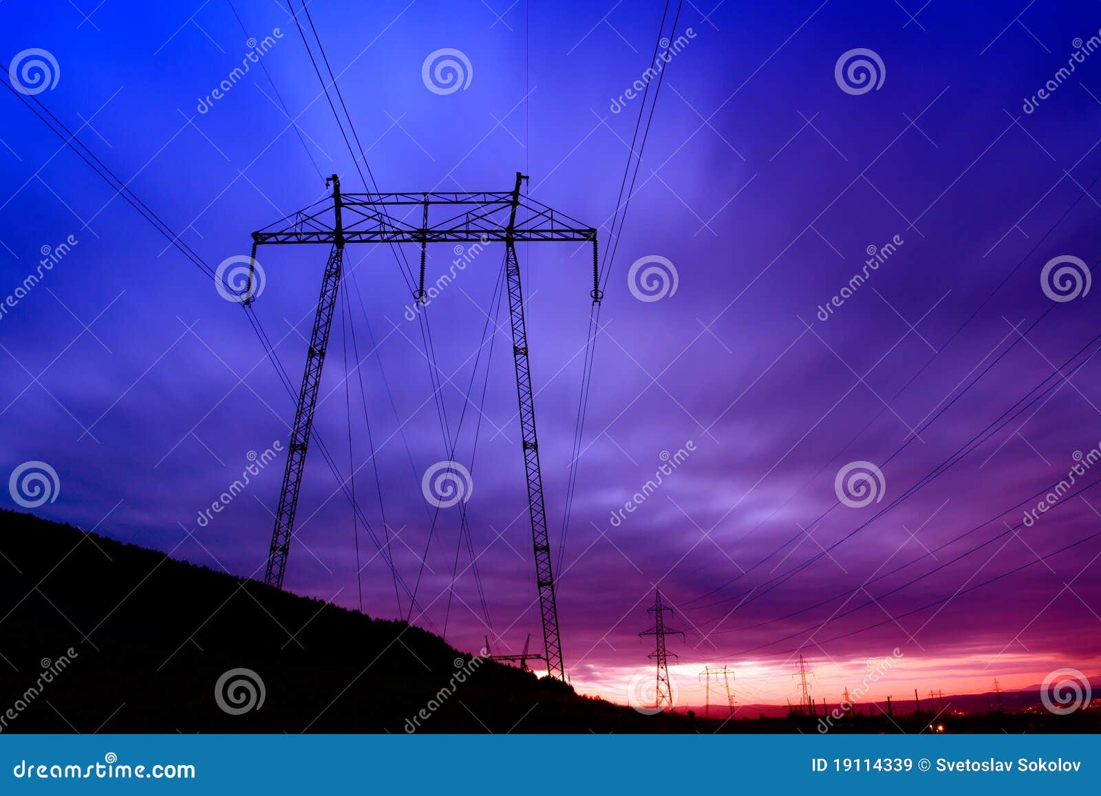 Pylon blue sky landscape stock image. Image of height - 19114339