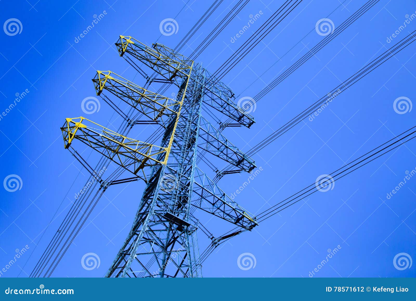 Pylon in the Blue Sky White Cloud Background Stock Photo - Image of ...