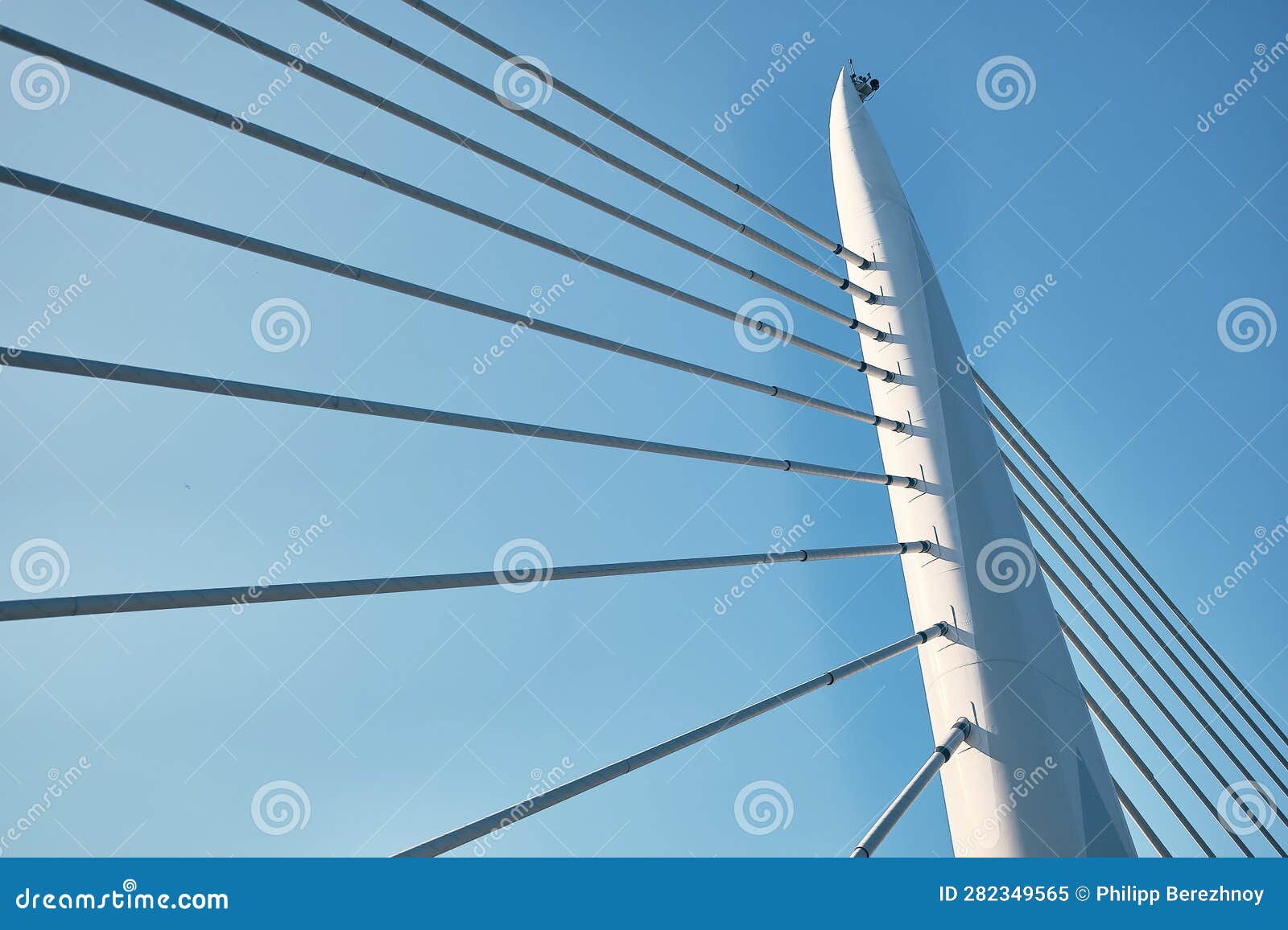 Pylon of Cable-stayed Bridge Opposite Low Angle View Stock Image ...