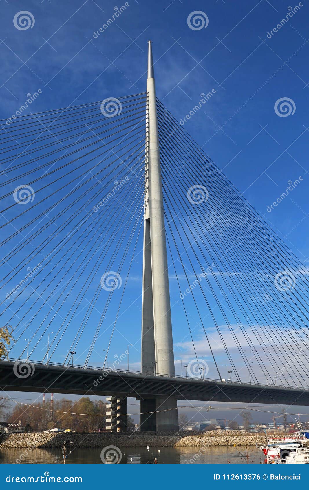 Pylon Bridge Belgrade stock photo. Image of architecture - 112613376