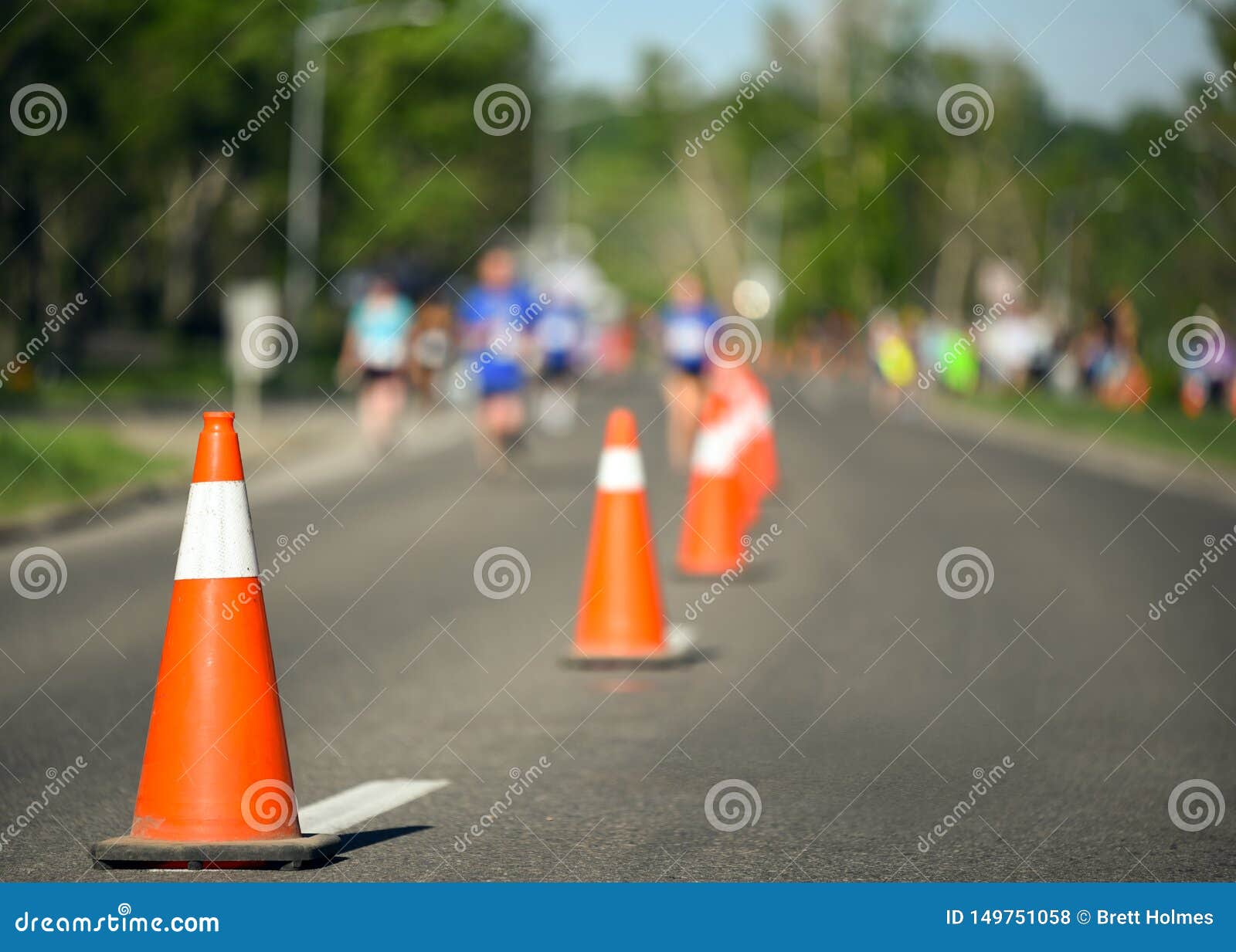 Pylon Cones during a Marathon with Runners Stock Photo - Image of ...