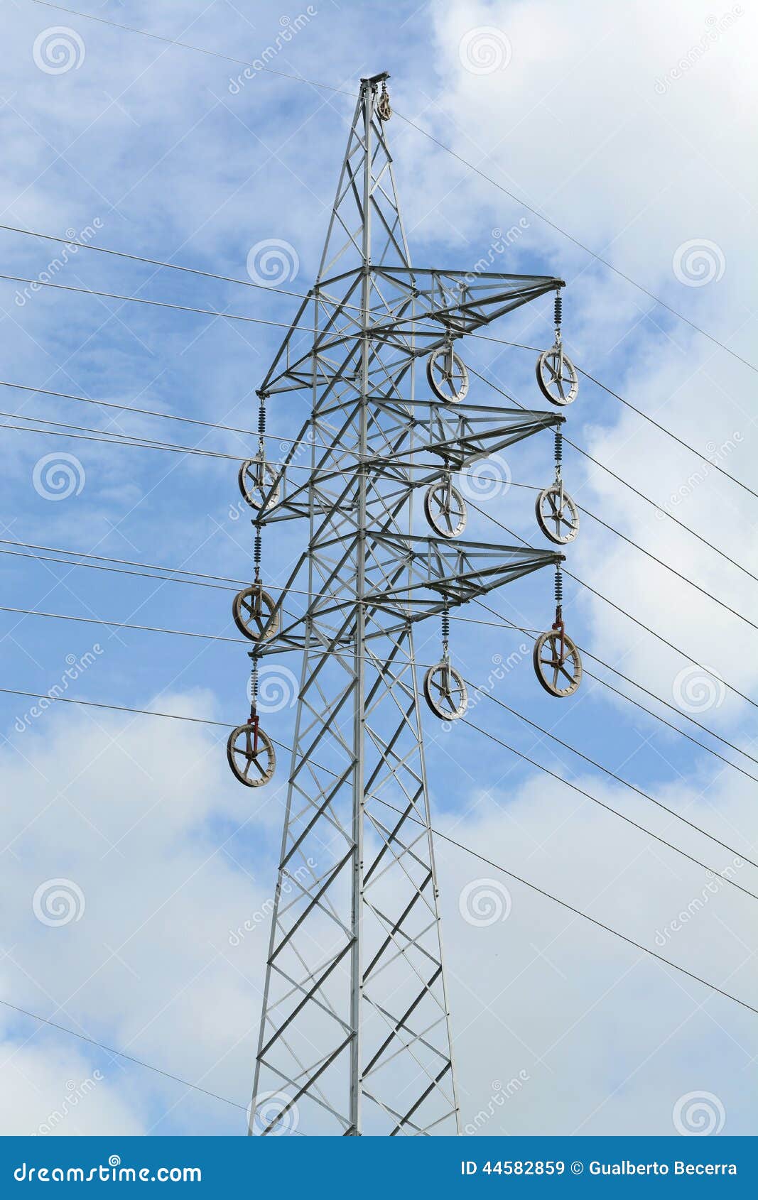 Pylon stock image. Image of grid, white, supply, clouds - 44582859