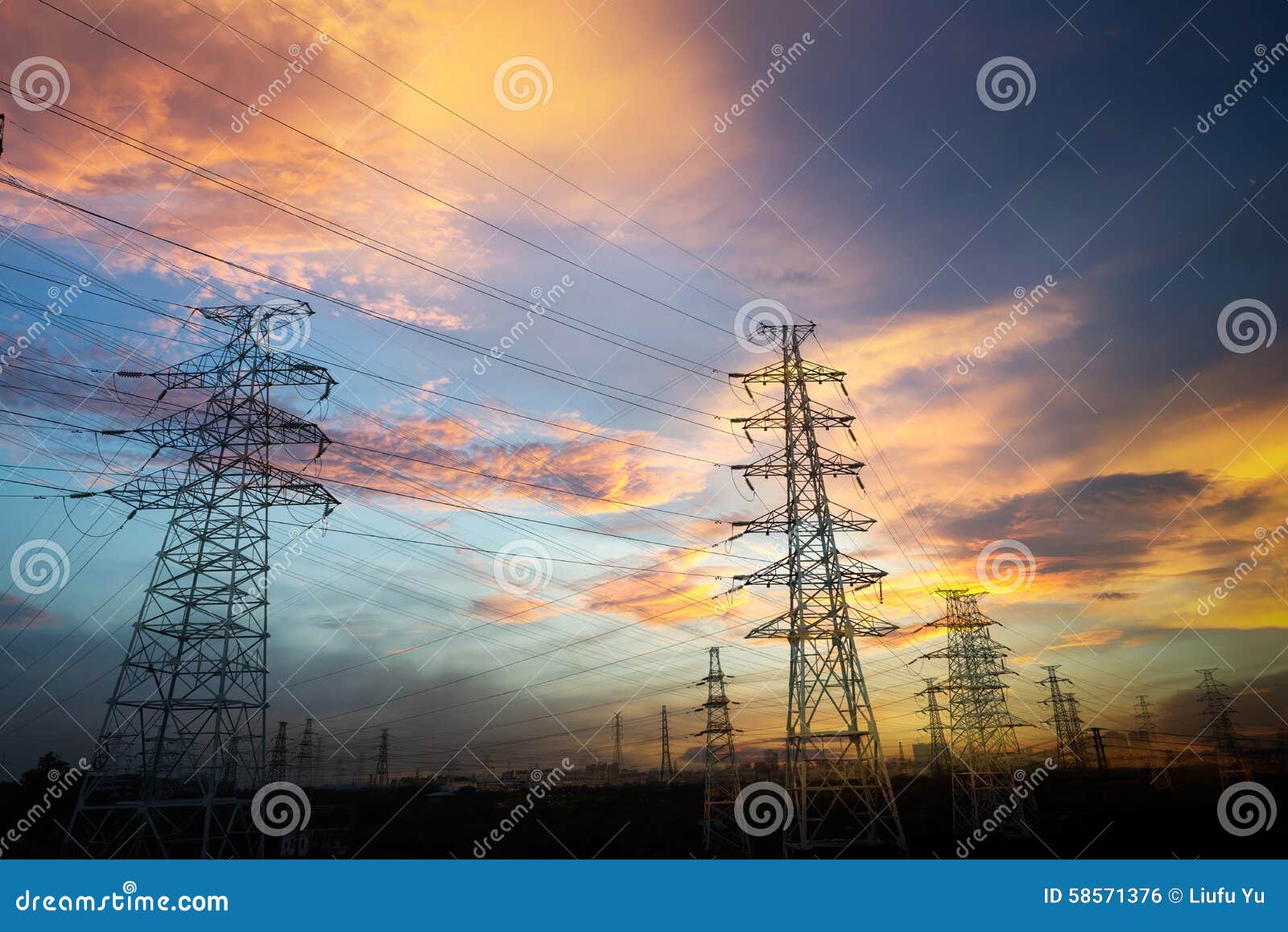 Pylon stock photo. Image of fall, tree, energy, electricity - 58571376