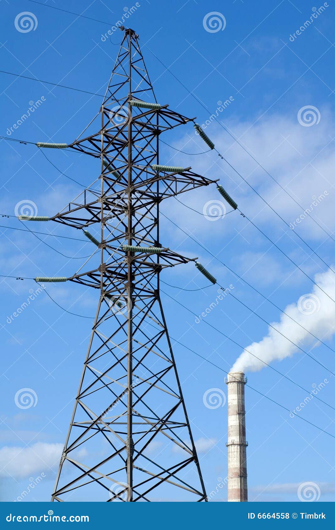 Pylon and factory pipe stock photo. Image of isolator - 6664558