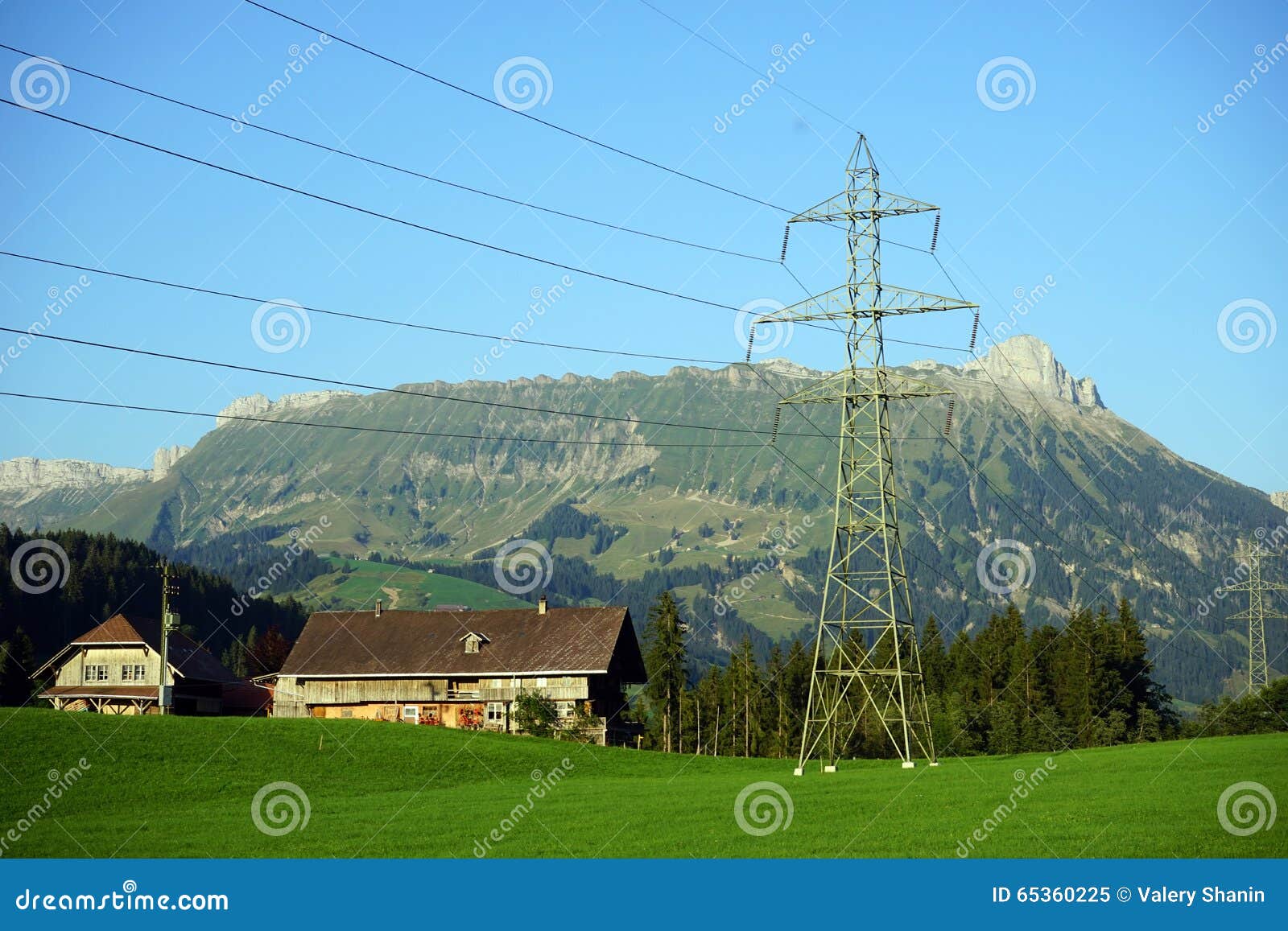 Pylon and farm stock image. Image of house, field, area - 65360225