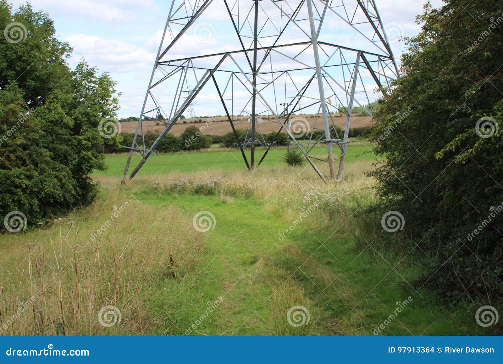 Pylon in Field beside M1 Motorway Stock Photo - Image of pylon, treeton ...