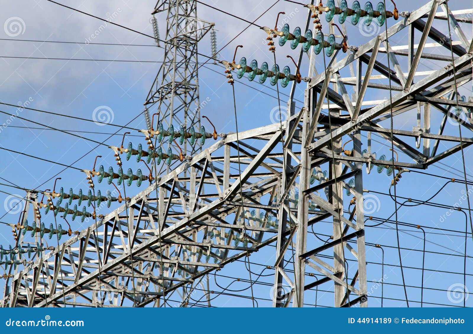 Pylon of the High Voltage Electric Cables in Power Station Stock Image ...
