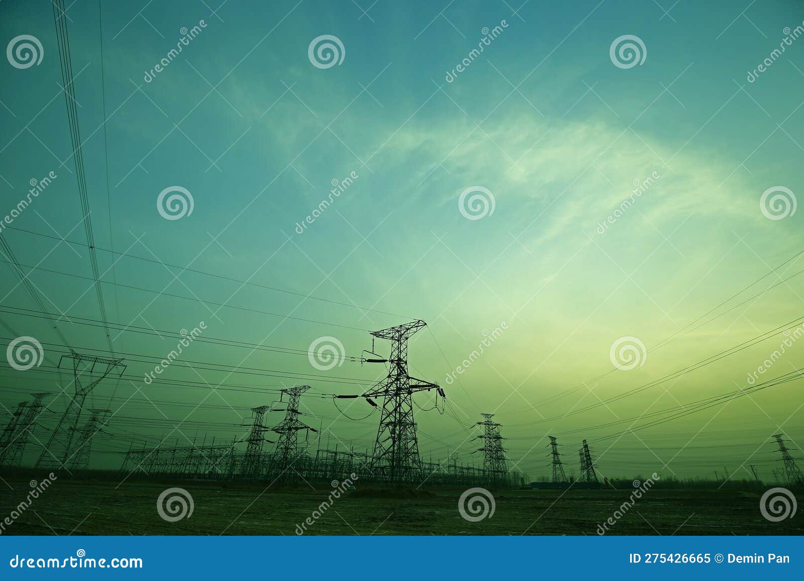 Pylon, High-voltage Tower Sky Background Stock Image - Image of ...