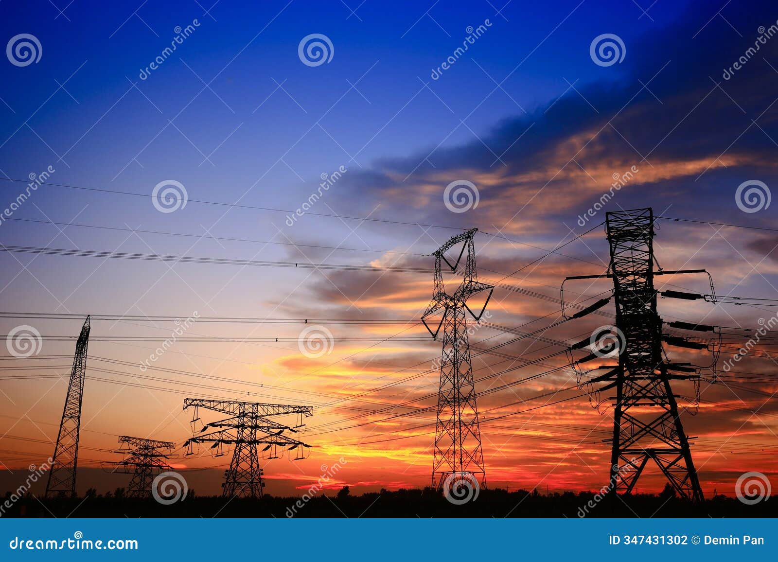 Pylon, High-voltage Tower Sky Background Stock Illustration ...