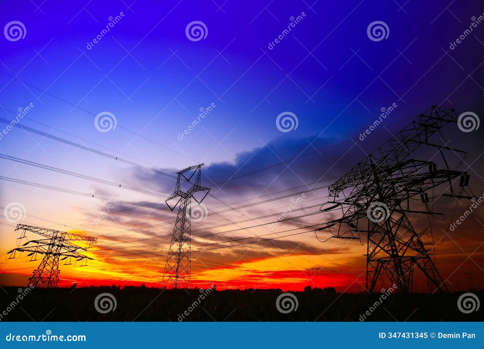 Pylon, High-voltage Tower Sky Background Stock Illustration ...