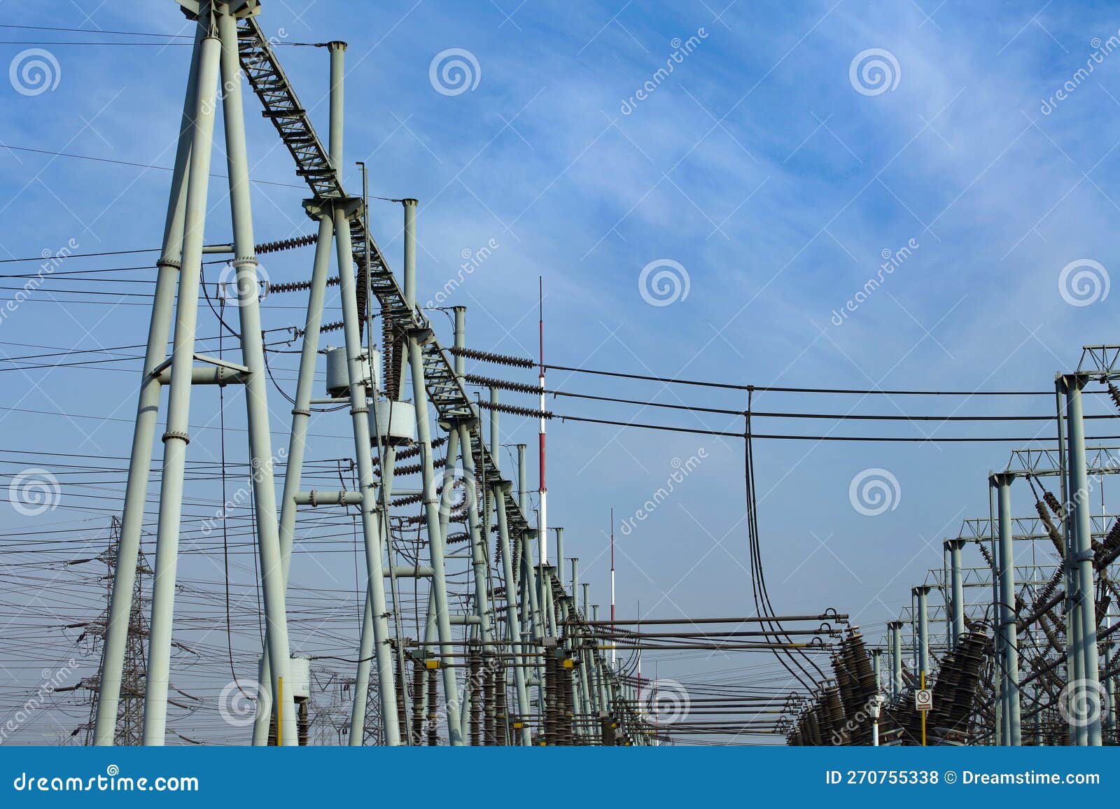 Pylon, High-voltage Tower Sky Background Royalty-Free Stock Image ...