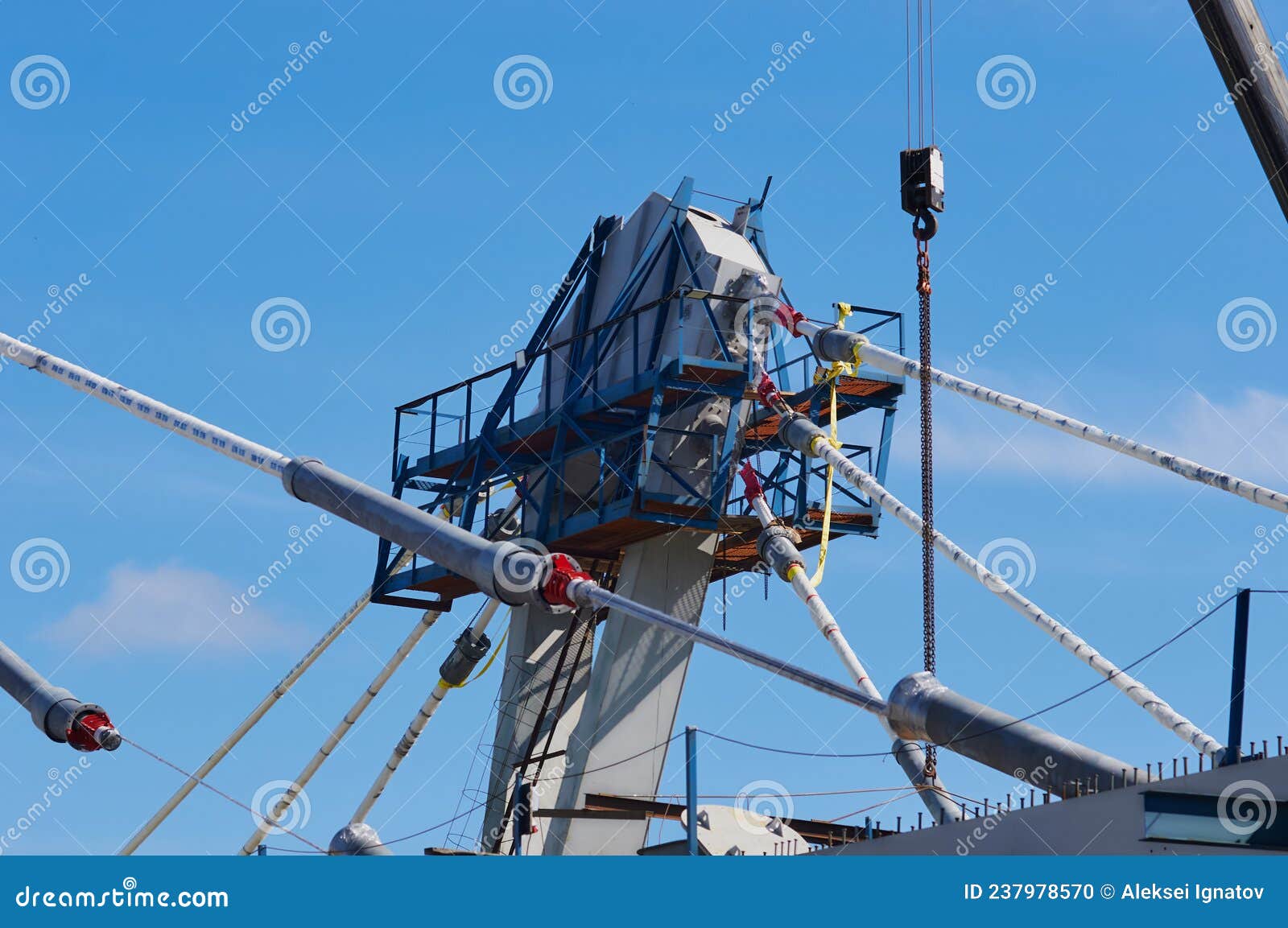 A Pylon of a Modern Cable-stayed Bridge with an Upper Holder for Cables ...