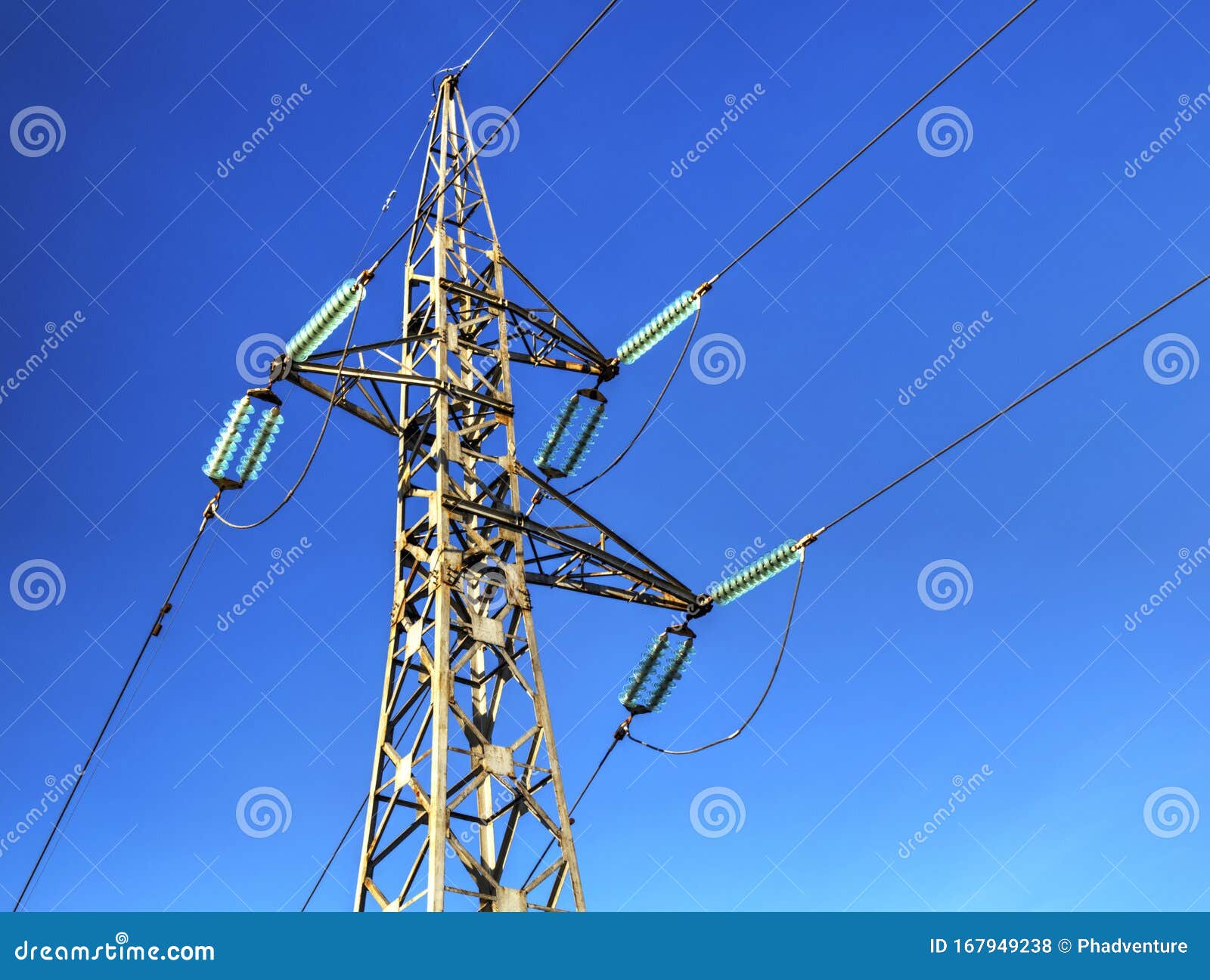 A Pylon of Overhead Power Line Stock Photo - Image of grid, power ...