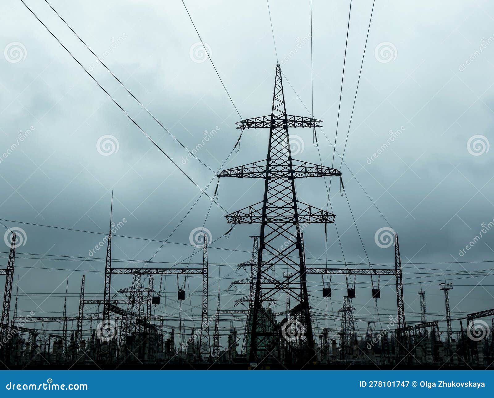 Pylon for Overhead Power Lines. Electric Pole Stock Image - Image of ...