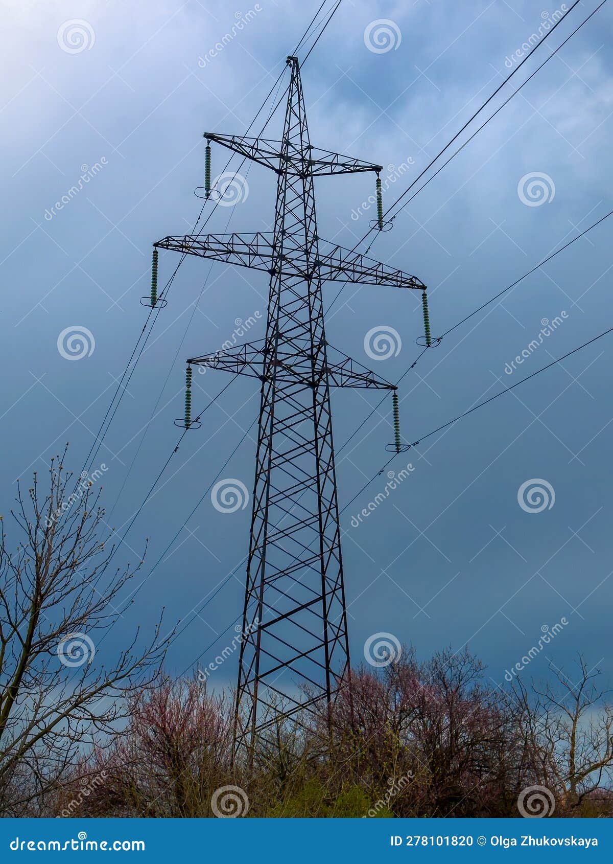 Pylon for Overhead Power Lines. Electric Pole Stock Photo - Image of ...