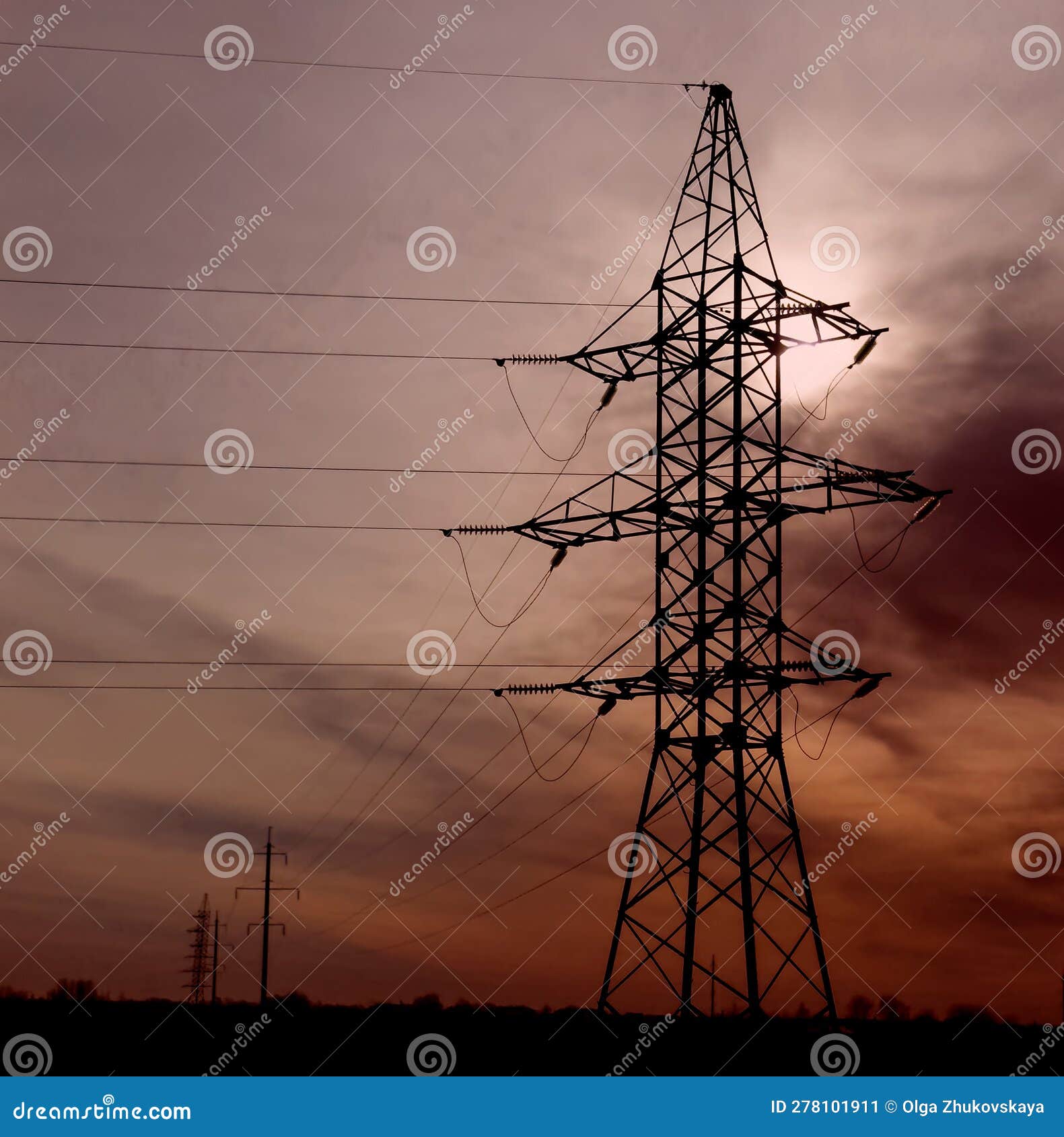 Pylon for Overhead Power Lines. Electric Pole Stock Image - Image of ...