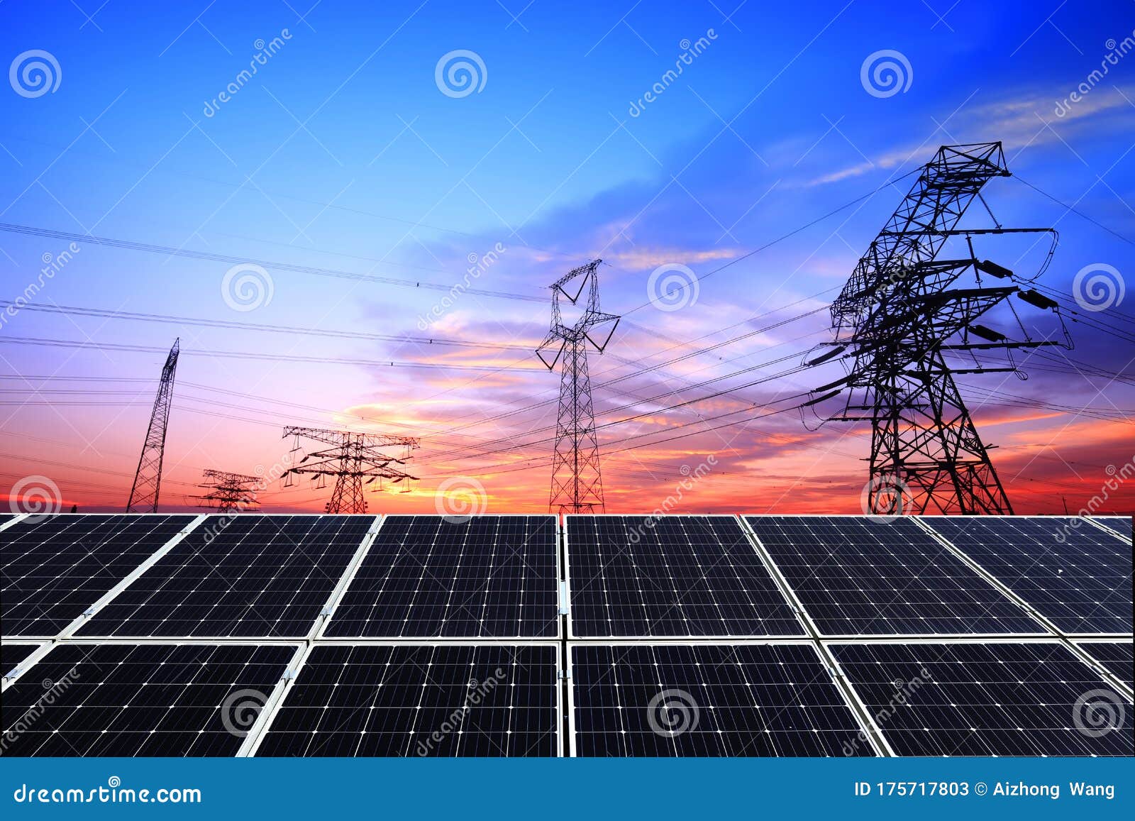 Pylon and Photovoltaic Panels Stock Image - Image of panel, station ...