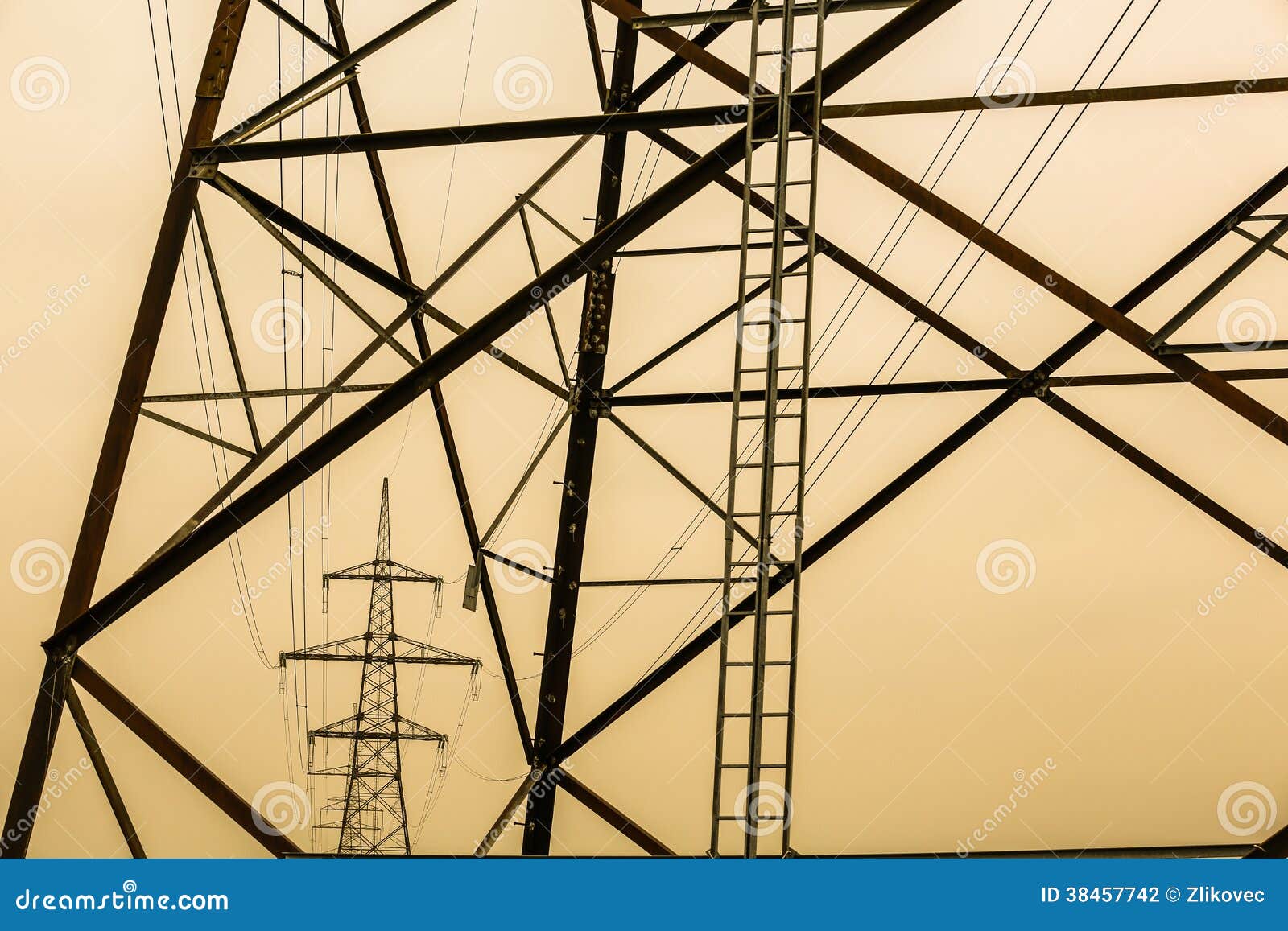 Pylon and power lines stock photo. Image of electrical - 38457742
